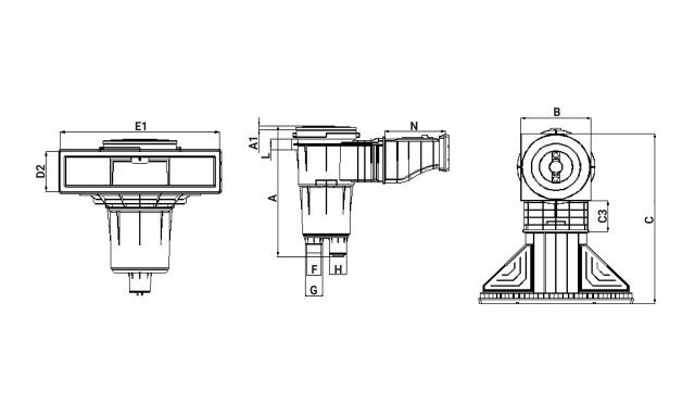 High water level skimmer for concrete pools - Acqua Source