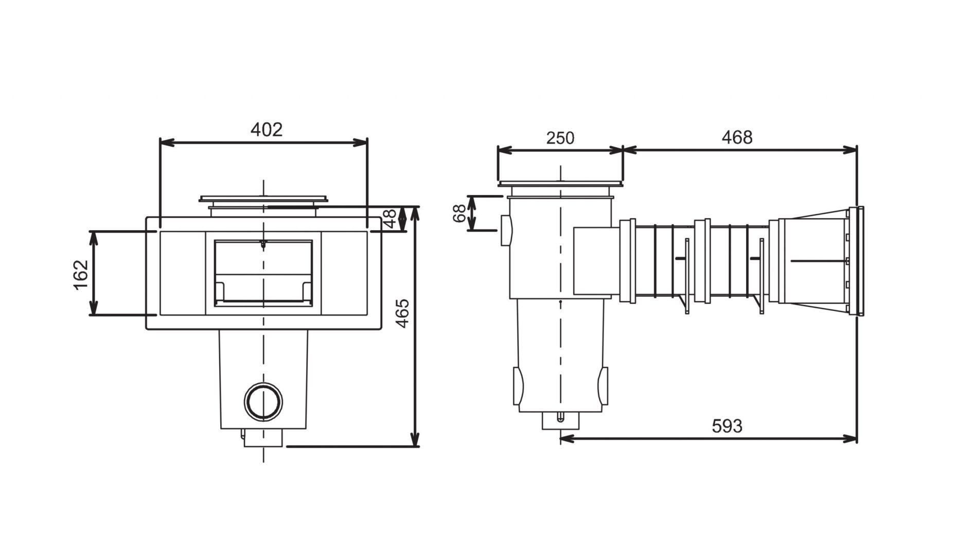 Double extension skimmer for concrete - Acqua Source
