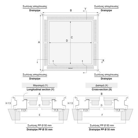 Openable INOX ventilating skylight - Acqua Source